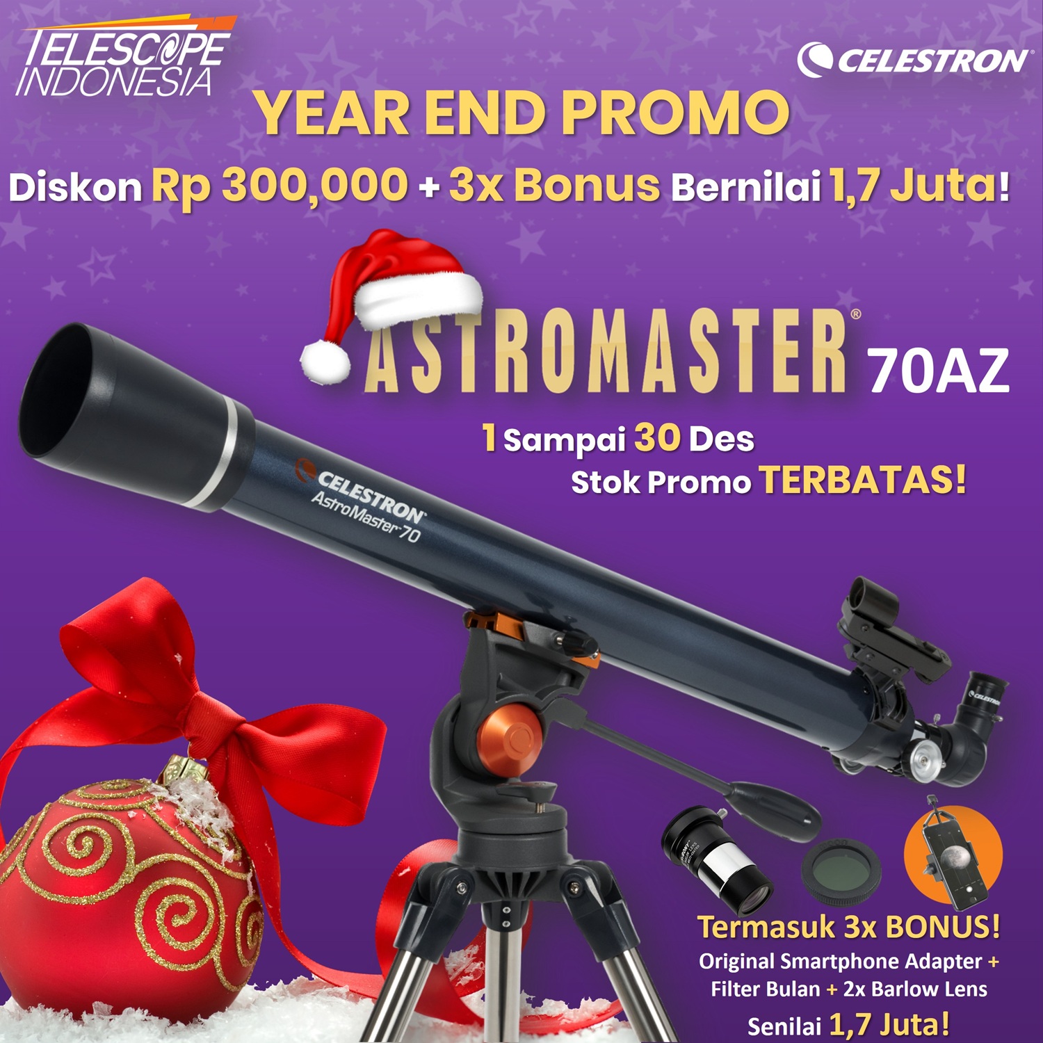 Celestron AstroMaster 70AZ - Telescope Indonesia